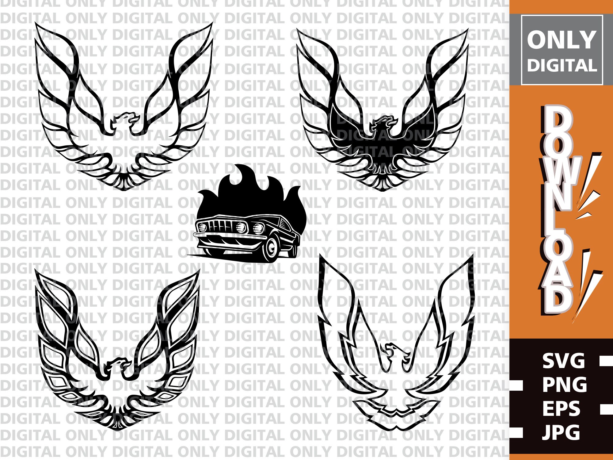 Firebird svg Firebird Logo Fire Bird Emblem Pontiac Trans | Etsy