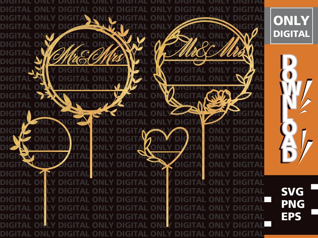 Rustic Wreath Wedding Cake Topper SVG, PNG, EPS (digital Download) - Etsy
