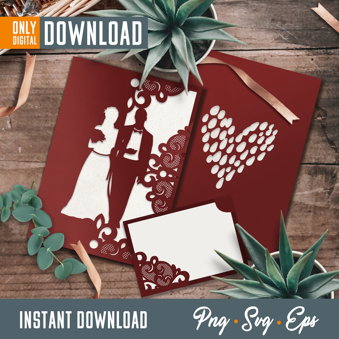 Wedding Svg, Invite Holder Cutting Template, Wedding Invitation ...