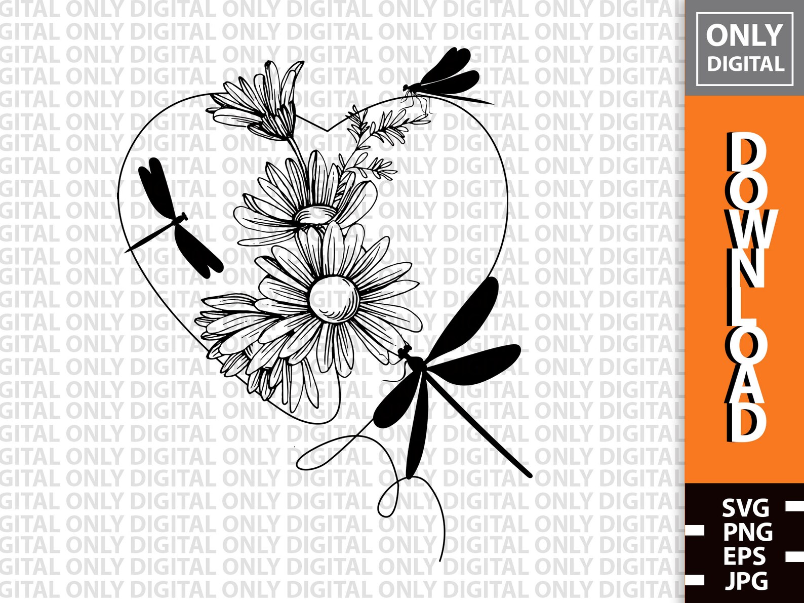 Daisy Heart SVG Clipart, Flower Cut Files (digital Download) - Etsy