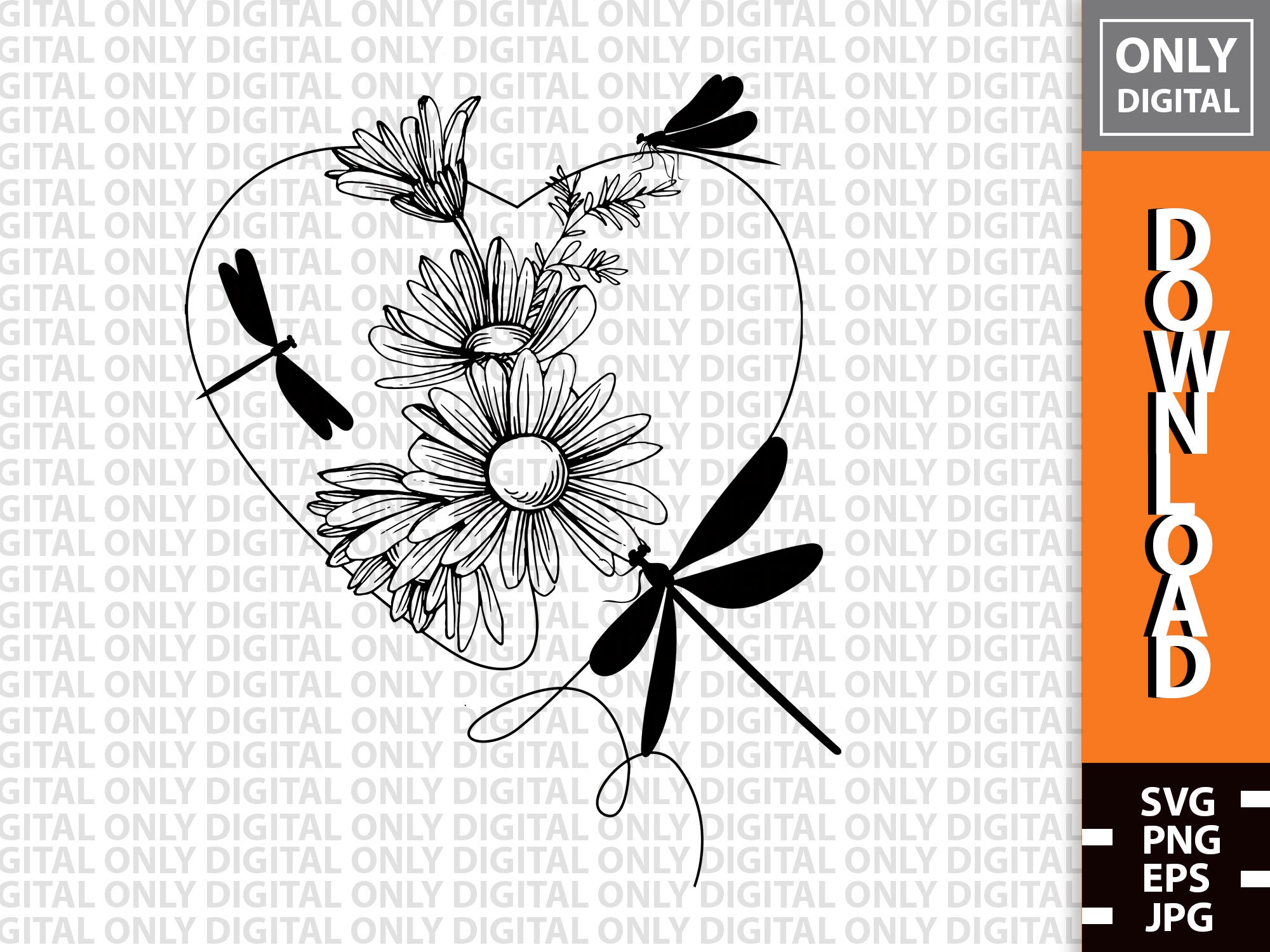Daisy Heart SVG Clipart, Flower Cut Files (digital Download) - Etsy