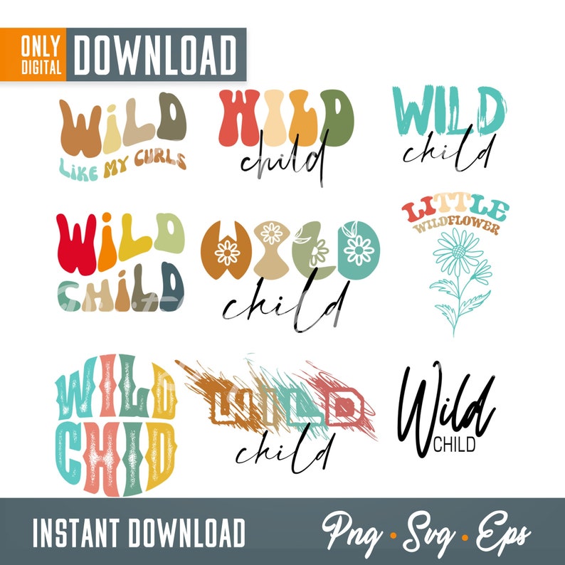 Wild Child SVG Bundle, Boho Retro Designs (digital Download) - Etsy