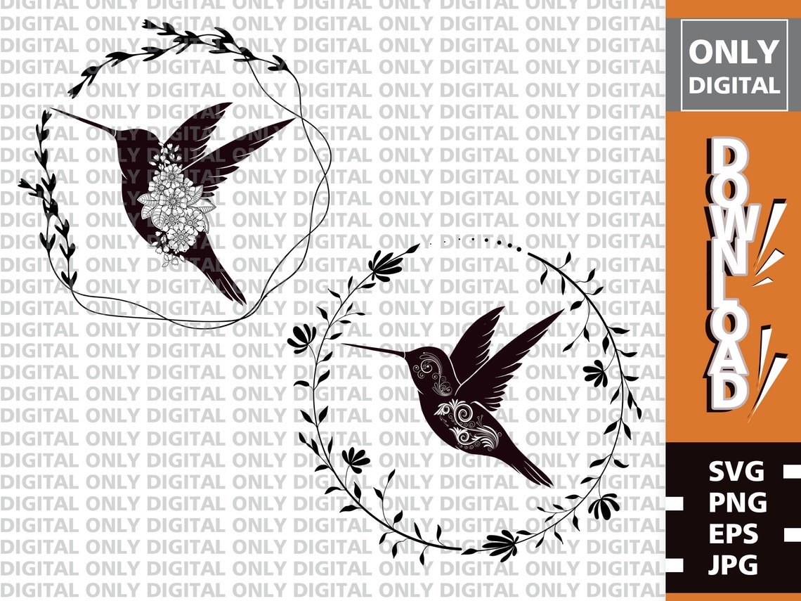 Hummingbird in a Wreath Svg,hummingbird Svg, Cute Hummingbird Svg ...