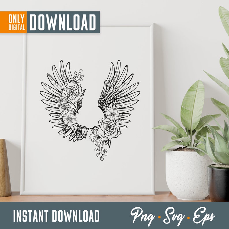 Floral Angel Wings SVG, Vector Clipart (digital Download) - Etsy UK