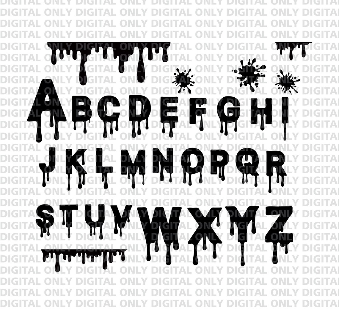 Dripping Font SVG , Dripping Alphabet Svg ,dripping Svg , Drip Font Svg ...