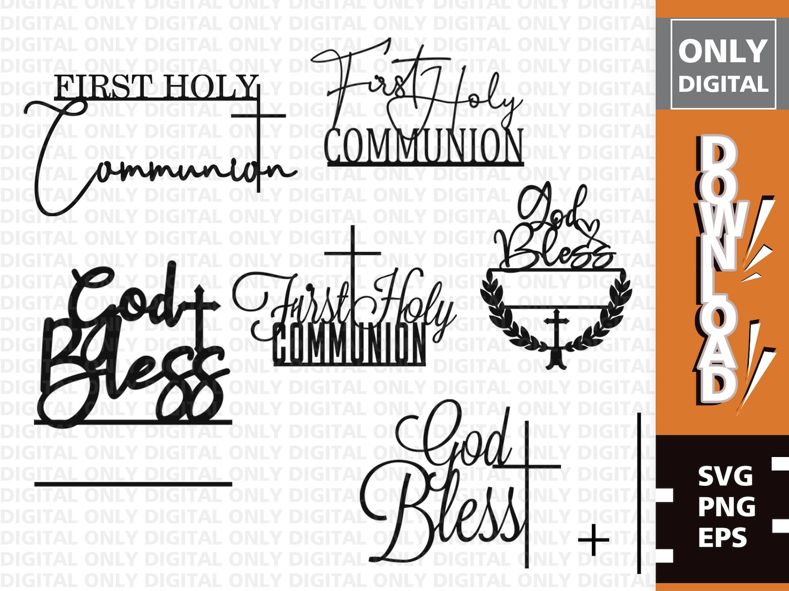 Baptism Cake Topper SVG, First Communion, God Bless (digital Download ...