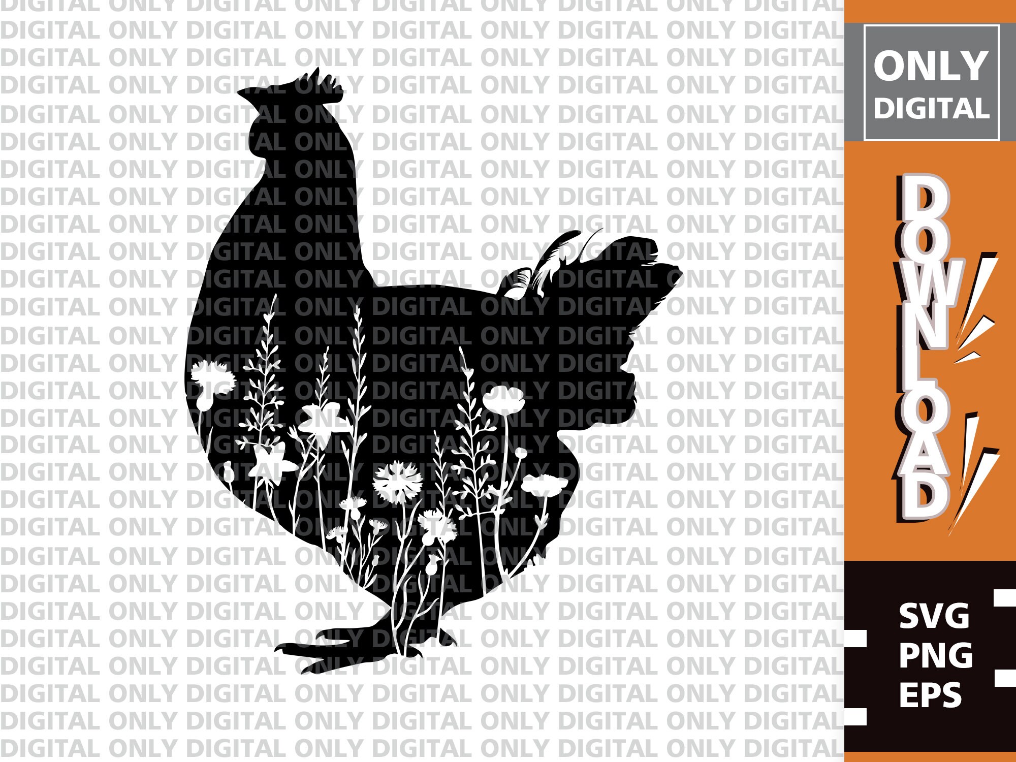 Floral Hen SVG Bundle, Flower Chicken Clipart (digital Download) - Etsy ...