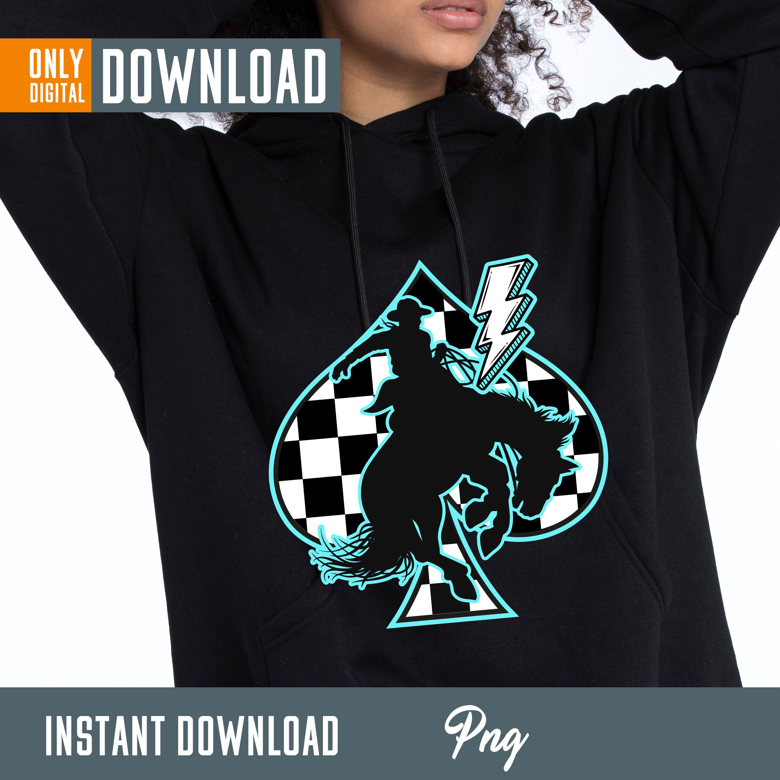Retro Rodeo Cowboy PNG, Checkered Western Shirt Design (digital ...