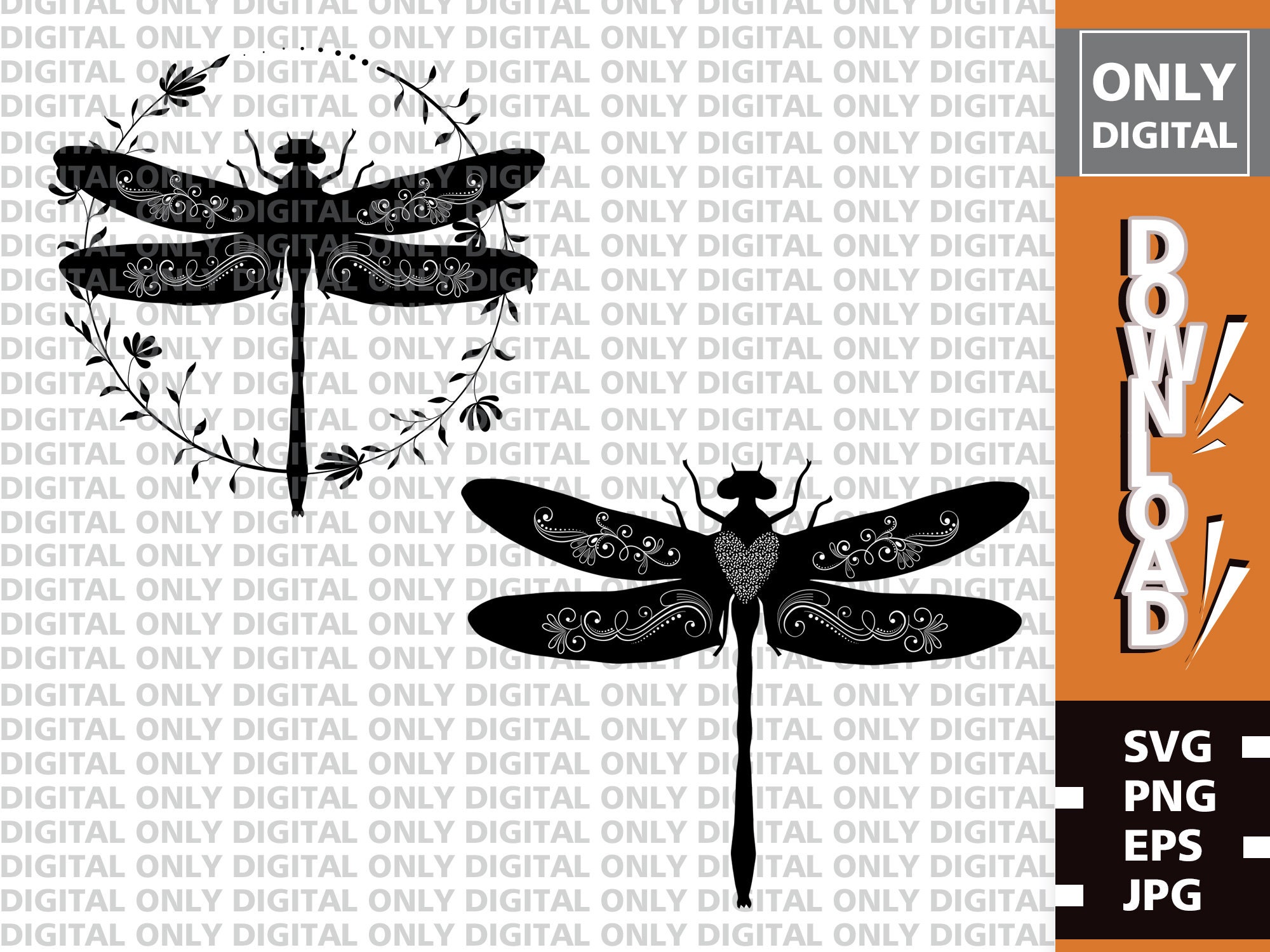 Linda libélula en una corona svg, amor libélula svg, libélula svg ...