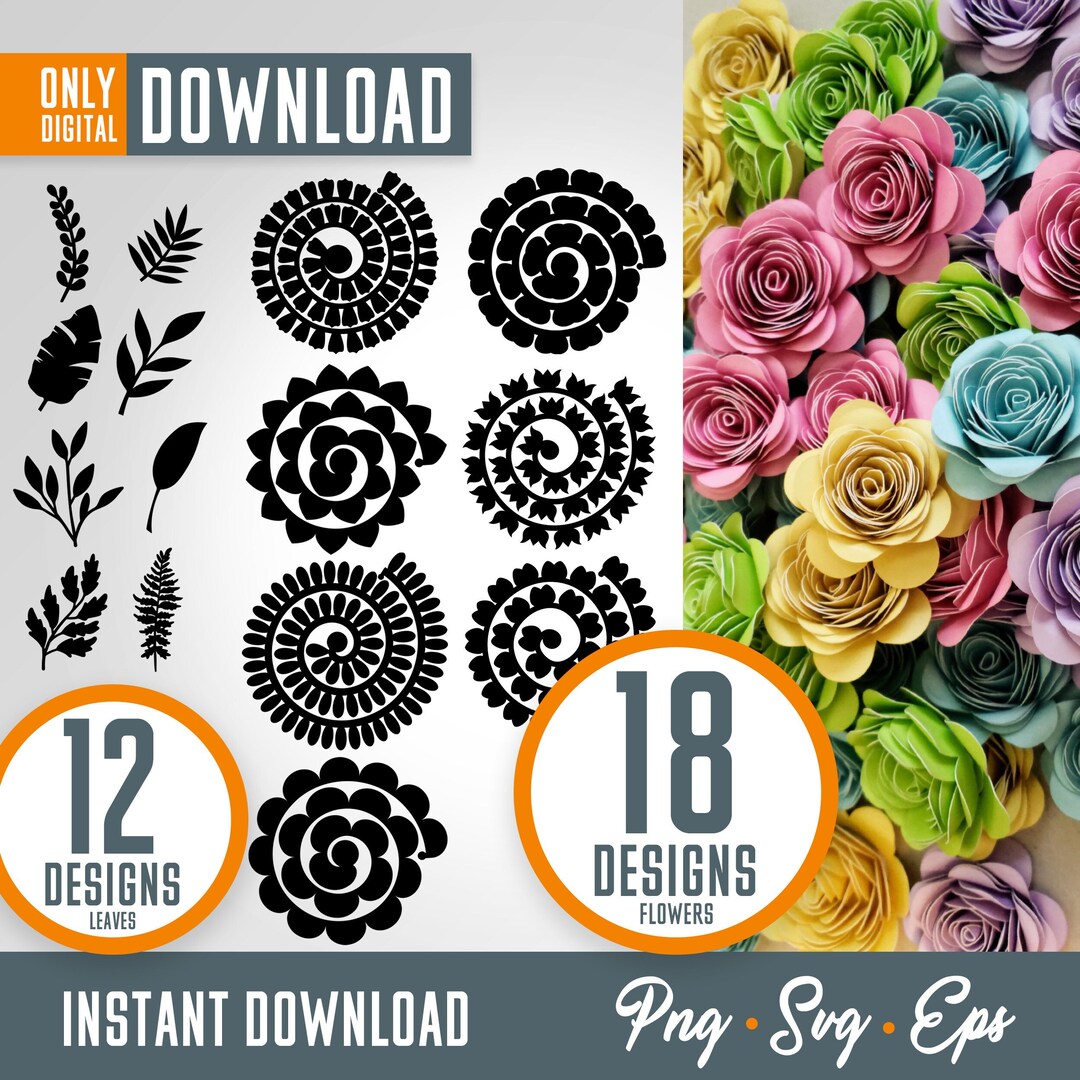 Rolled Flower Svg, Rolled Flower Png, 3d Flower Svg, Paper Flower Svg ...