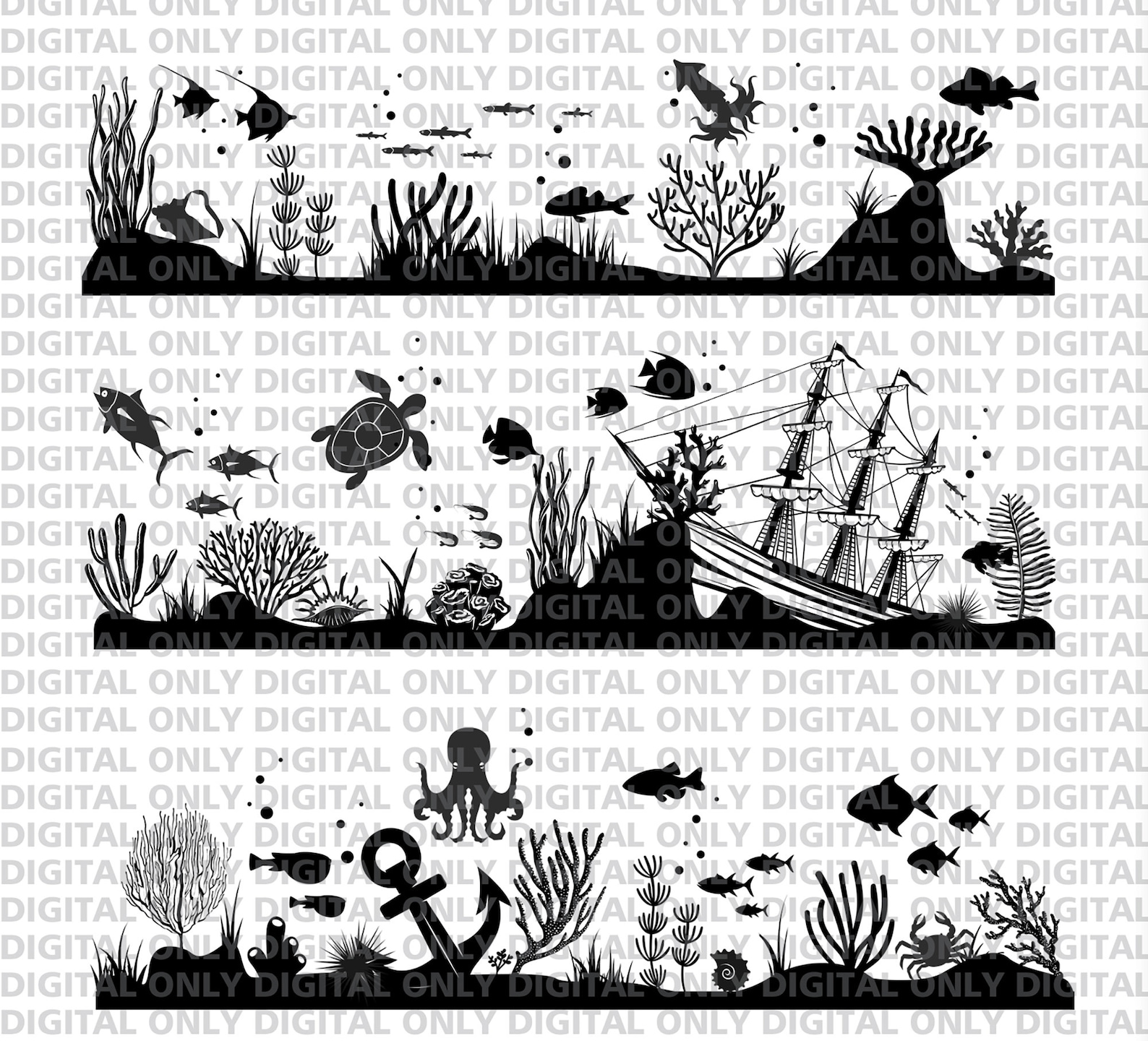 Sea Scene Svg Underwater World Svg Bundle Underwater - Etsy