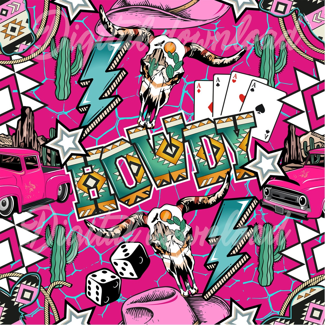 Western Howdy Seamless Pattern, Western Seamless Pattern , Cowgirl ...