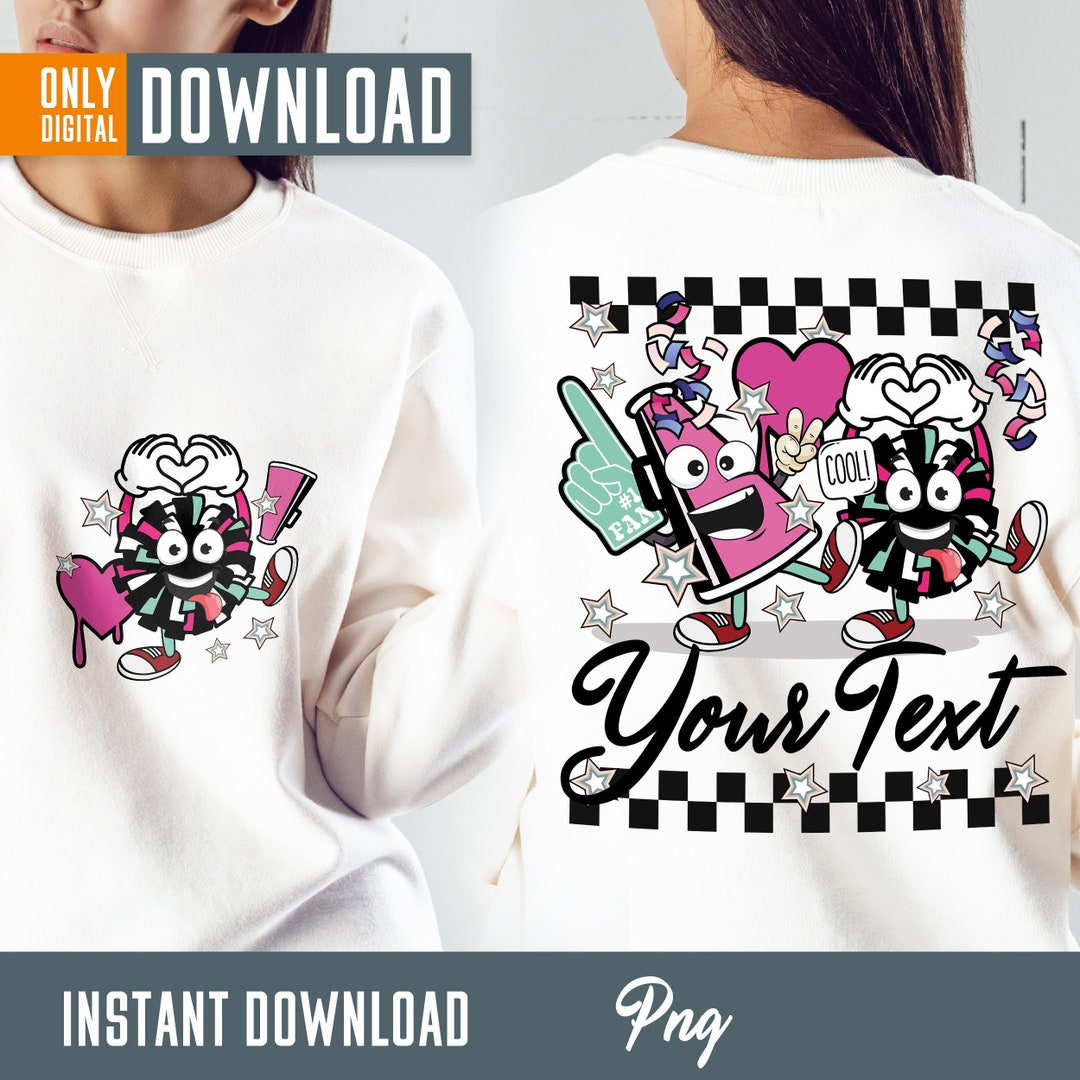 Cheer Custom Name Template, Retro Smile Face PNG (digital Download) - Etsy