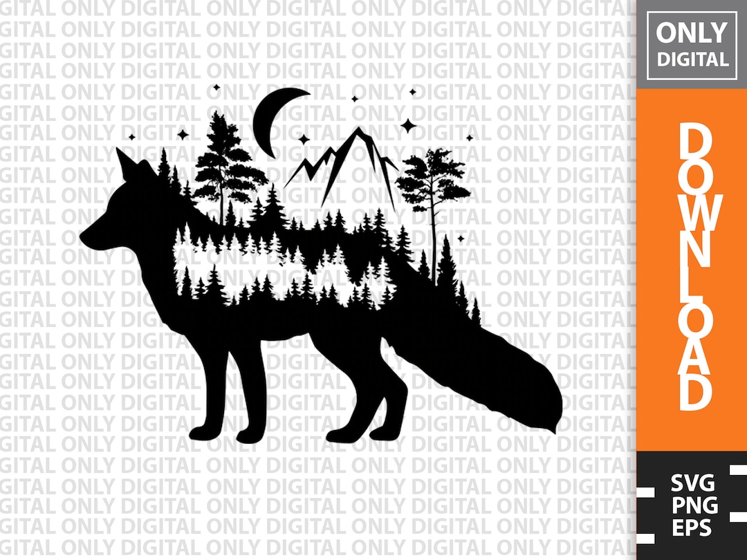 Fox Svg File , Cute Fox Bundle , Wilderness Svg , Fox With Moon and ...