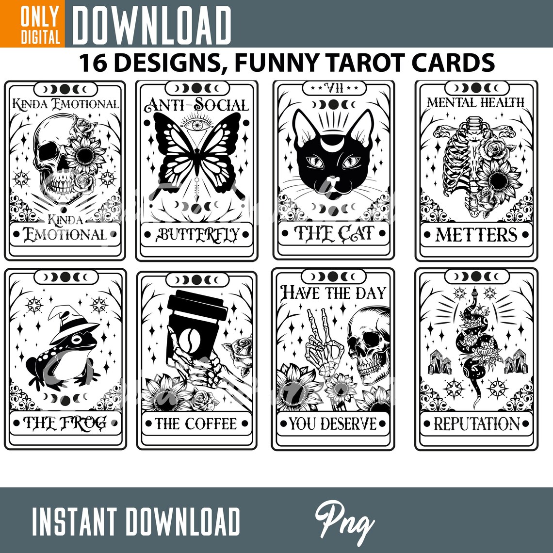 Funny Tarot Cards PNG Bundle, Spiritual Clipart (digital Download) - Etsy