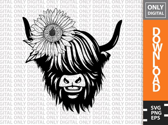 Sunflower Highland Cow Svg Bundle Cute Highland Cow Clipart Etsy