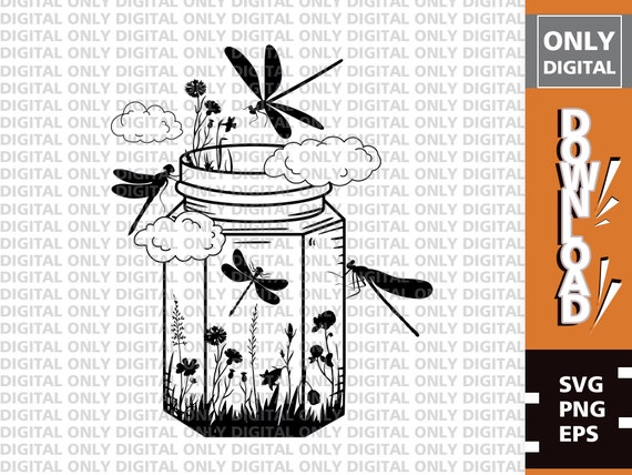 Dragonfly in a Jar Svg File Dragonfly Svg Floral Dragonfly - Etsy