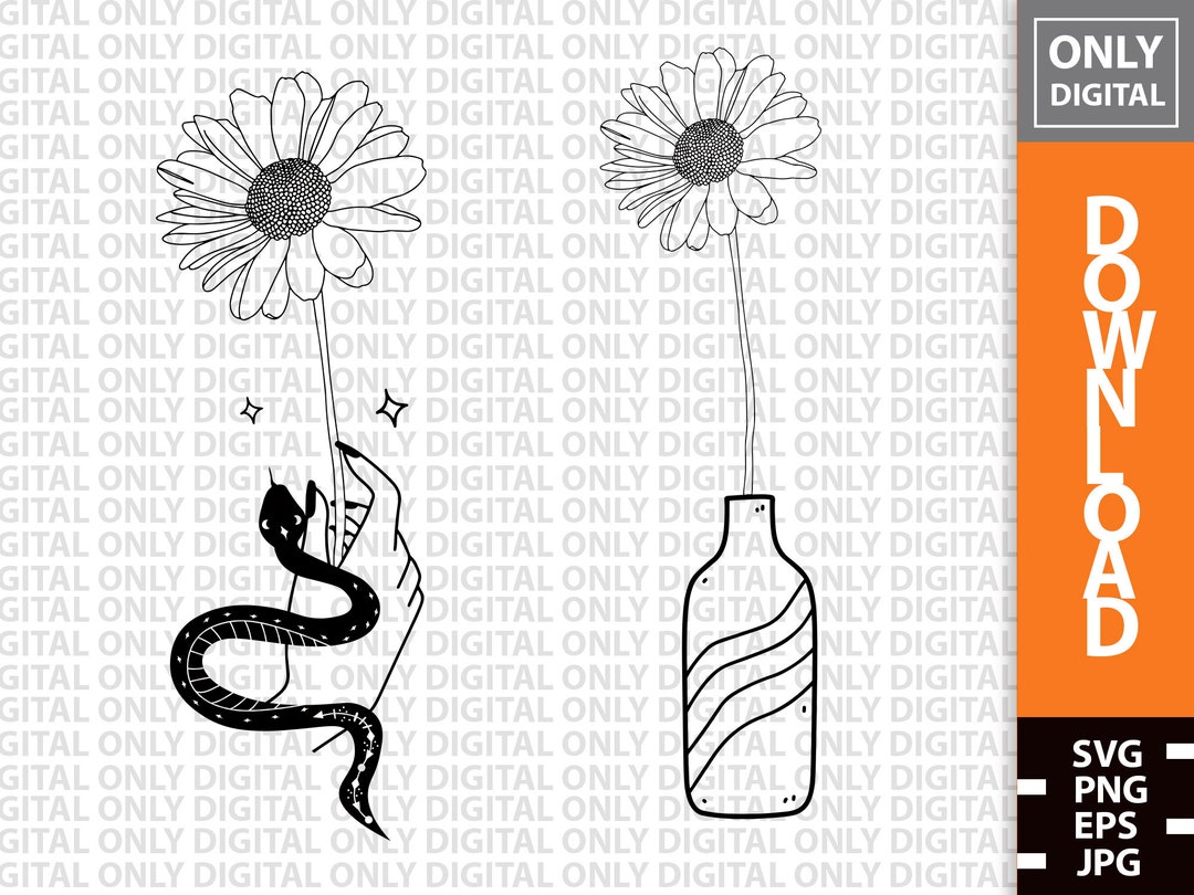 Boho Daisy Snake SVG, Floral Clipart Bundle (digital Download) - Etsy ...