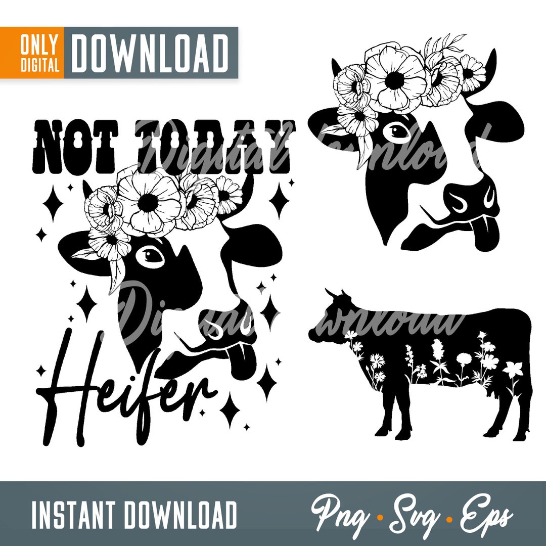 Not Today Heifer Svg, Heifer Svg, Western Cow Svg, Cow Svg, Floral Cow ...