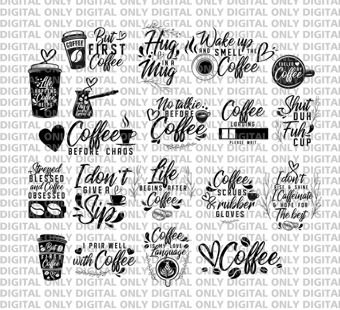 Coffee Svg Coffee Clipart Coffee Svg Bundle Coffee - Etsy