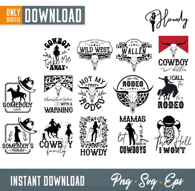 Western Clipart Vector Bundle, Cowboy, Rodeo (digital Download) - Etsy