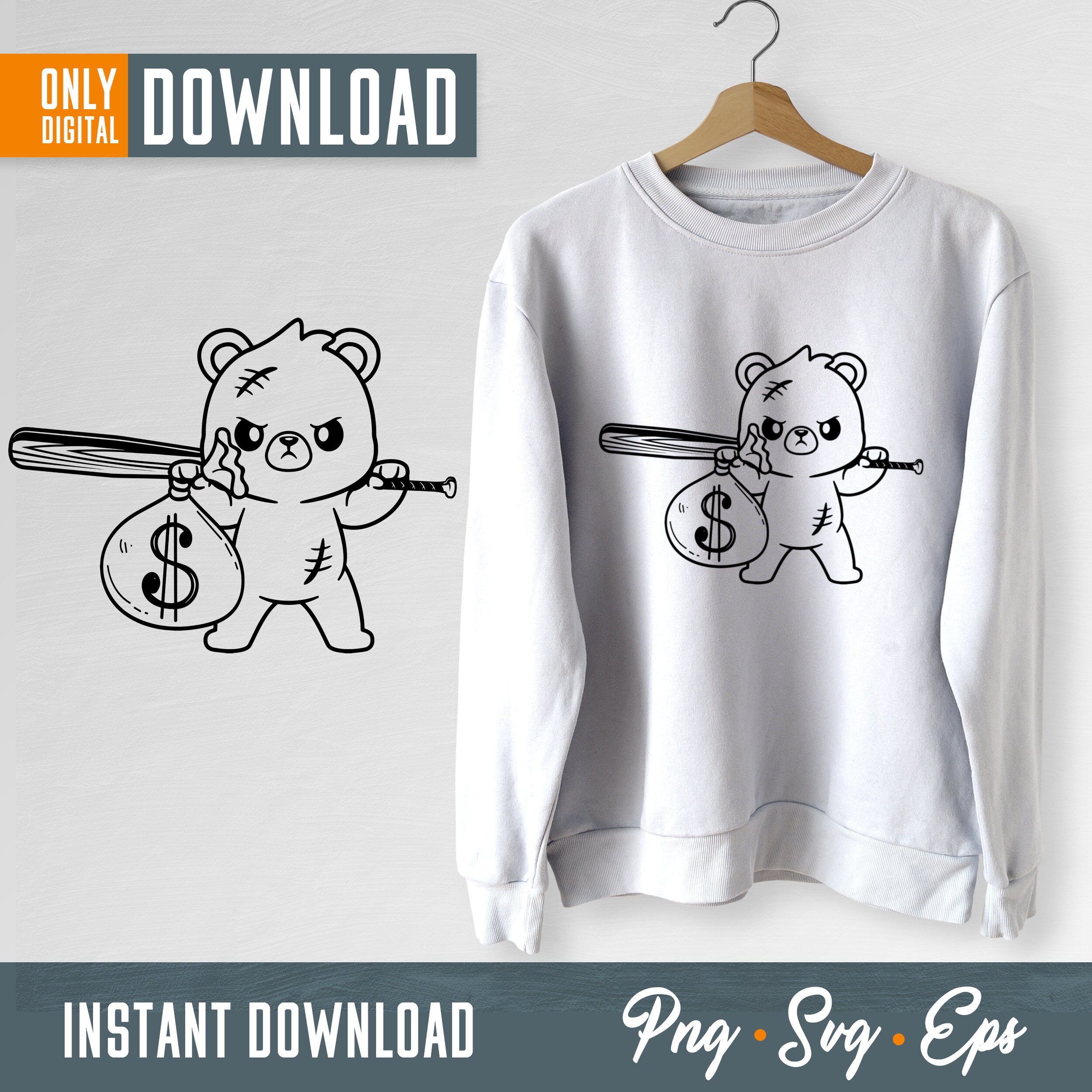 Money Clipart Money Svg Teddy Bear King Money Bag SVG Money - Etsy