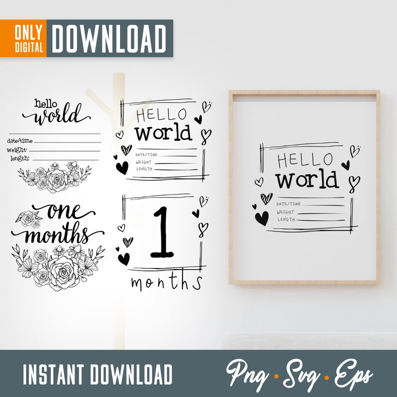 Baby Rounds Svg Baby Milestone Rounds Svg Hello World Svg - Etsy