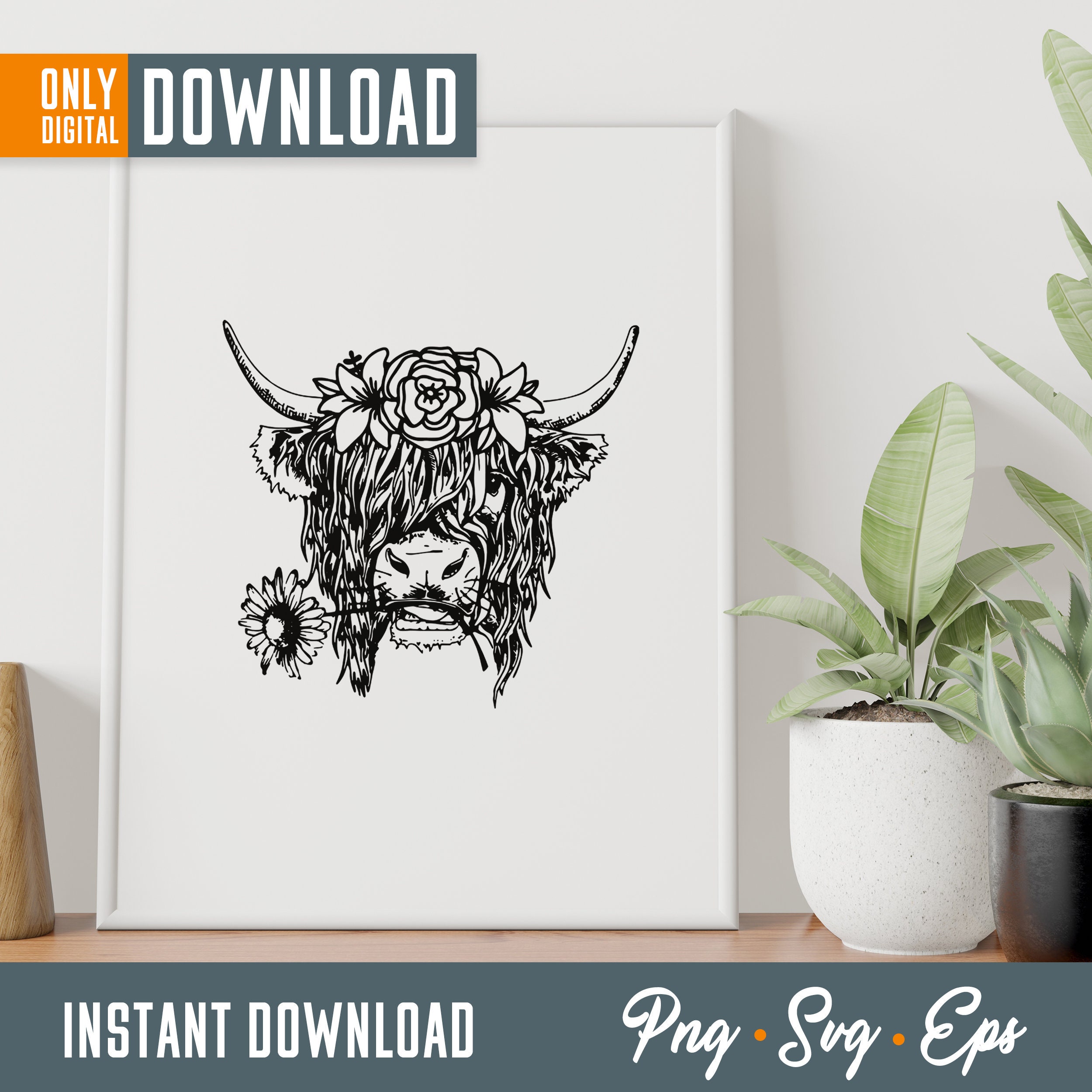 Highland Cow Svg Cow Svg Floral Highland Cow Svg Cow With - Etsy Australia