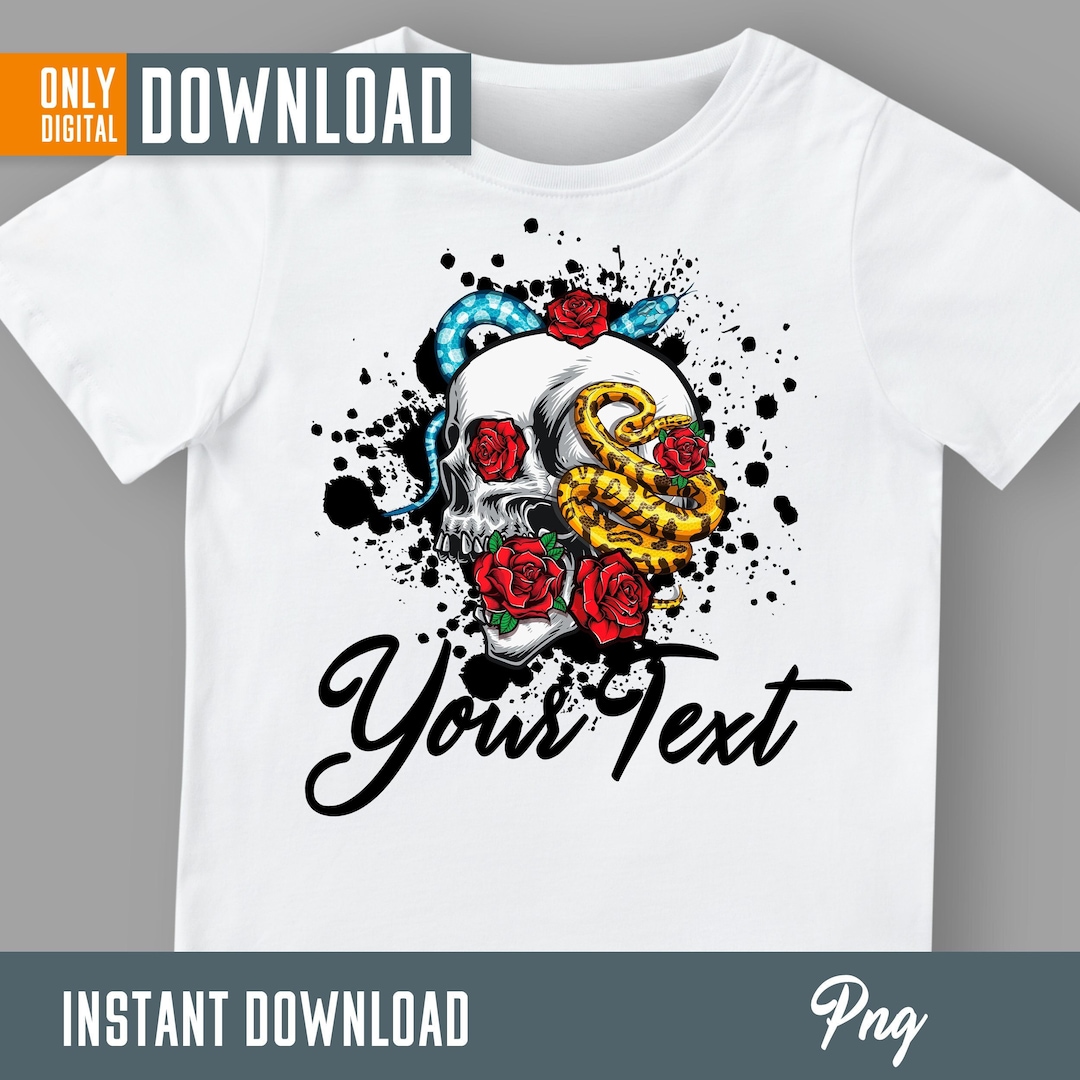 Skull With Roses PNG Sublimation Design, Skull Sublimation Design ...