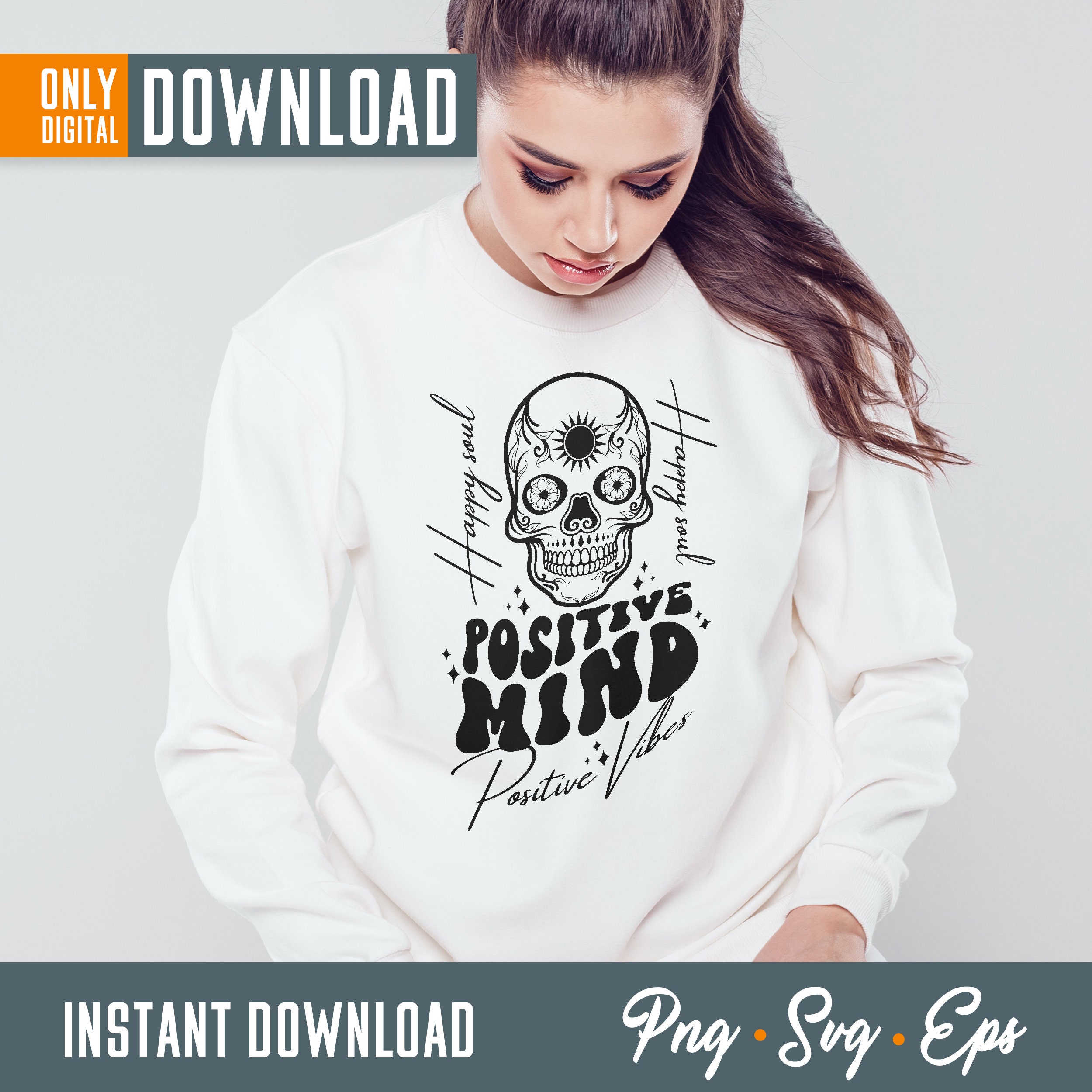 Positive Mind SVG Skull Svg Positive Mind Skull SVG - Etsy