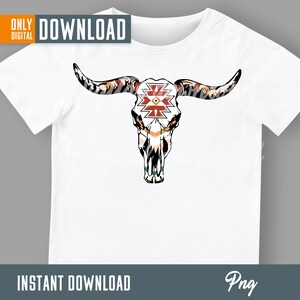 Cow Print Aztec Bull Skull PNG, Western Clipart (digital Download) - Etsy