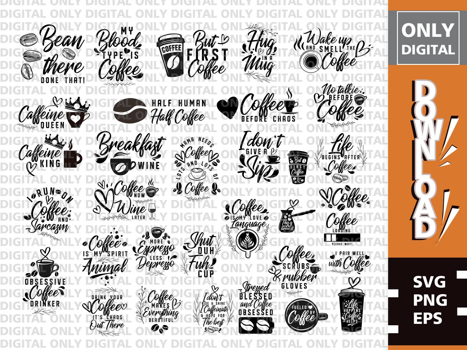 Coffee Svg Coffee Clipart Coffee Svg Bundle Coffee - Etsy