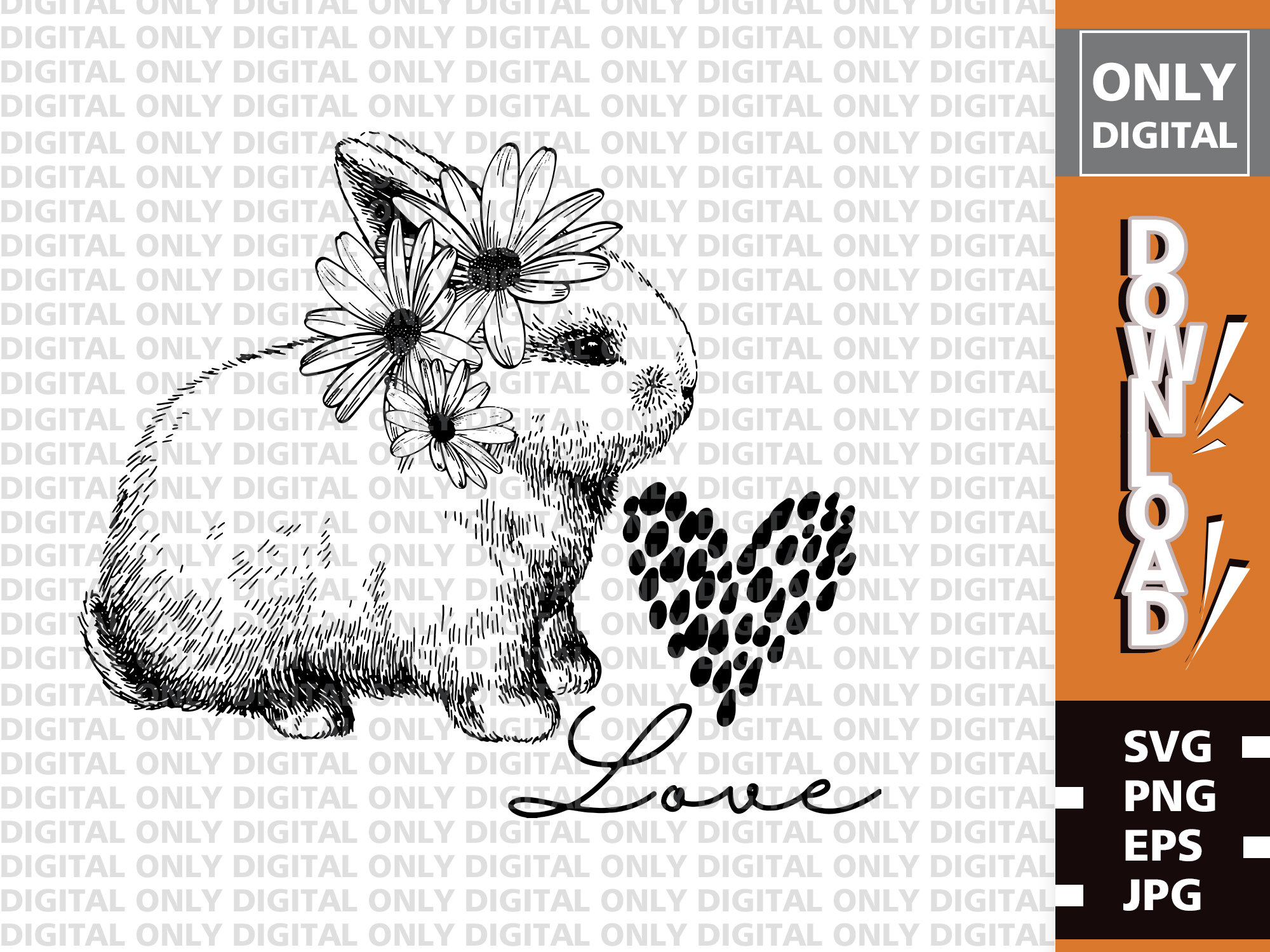 Bunny Svg Cute Bunny Svg Floral Bunny Svg Rabbit Svg Cute | Etsy