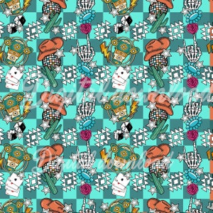 Western Turquoise Seamless Pattern Retro Cowboy Cowgirl Design ...