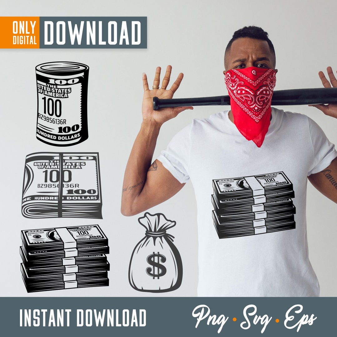 Money Bag Svg, Money Svg, Money Bag Clipart, Money Clipart, 100 Dollars ...