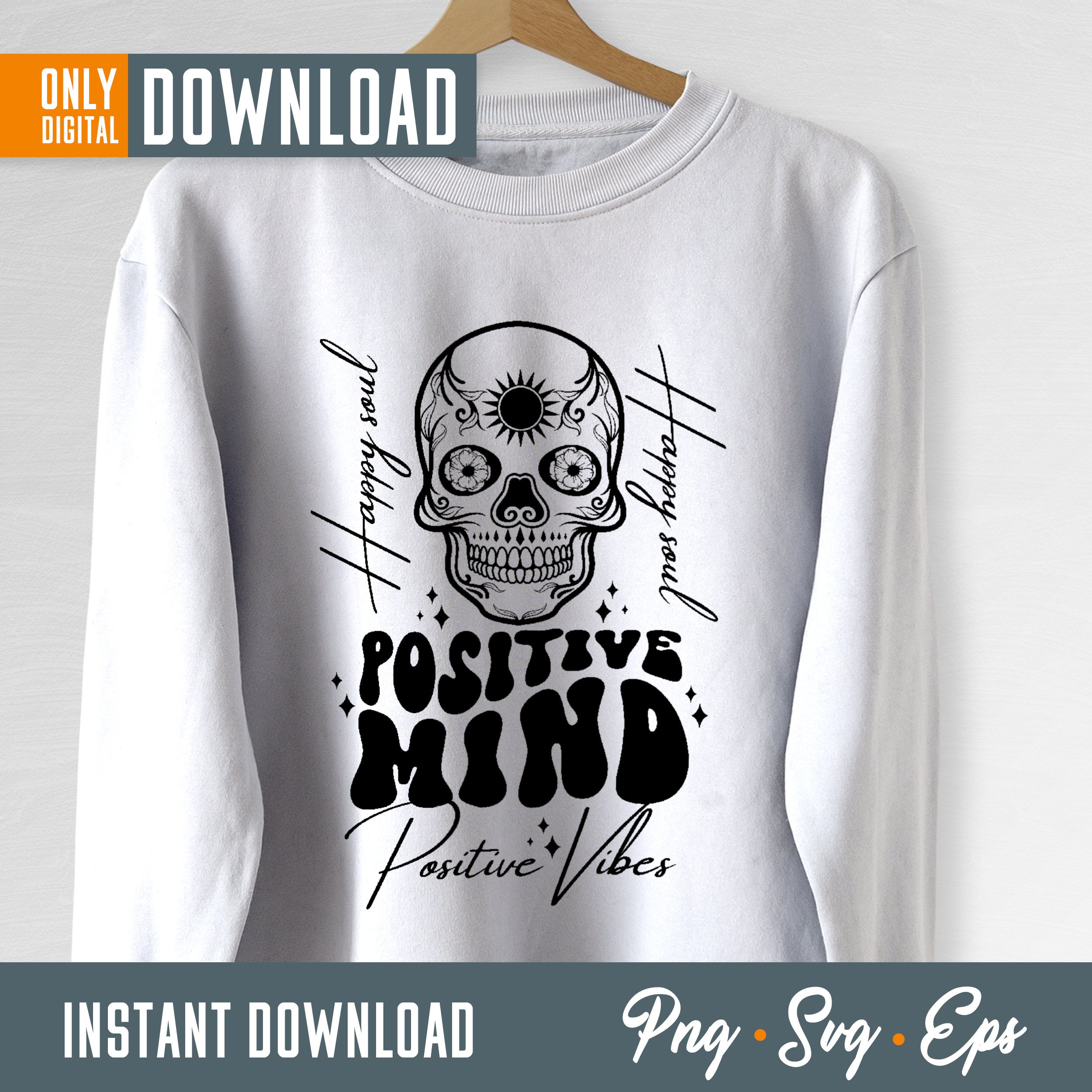 Positive Mind SVG Skull Svg Positive Mind Skull SVG - Etsy