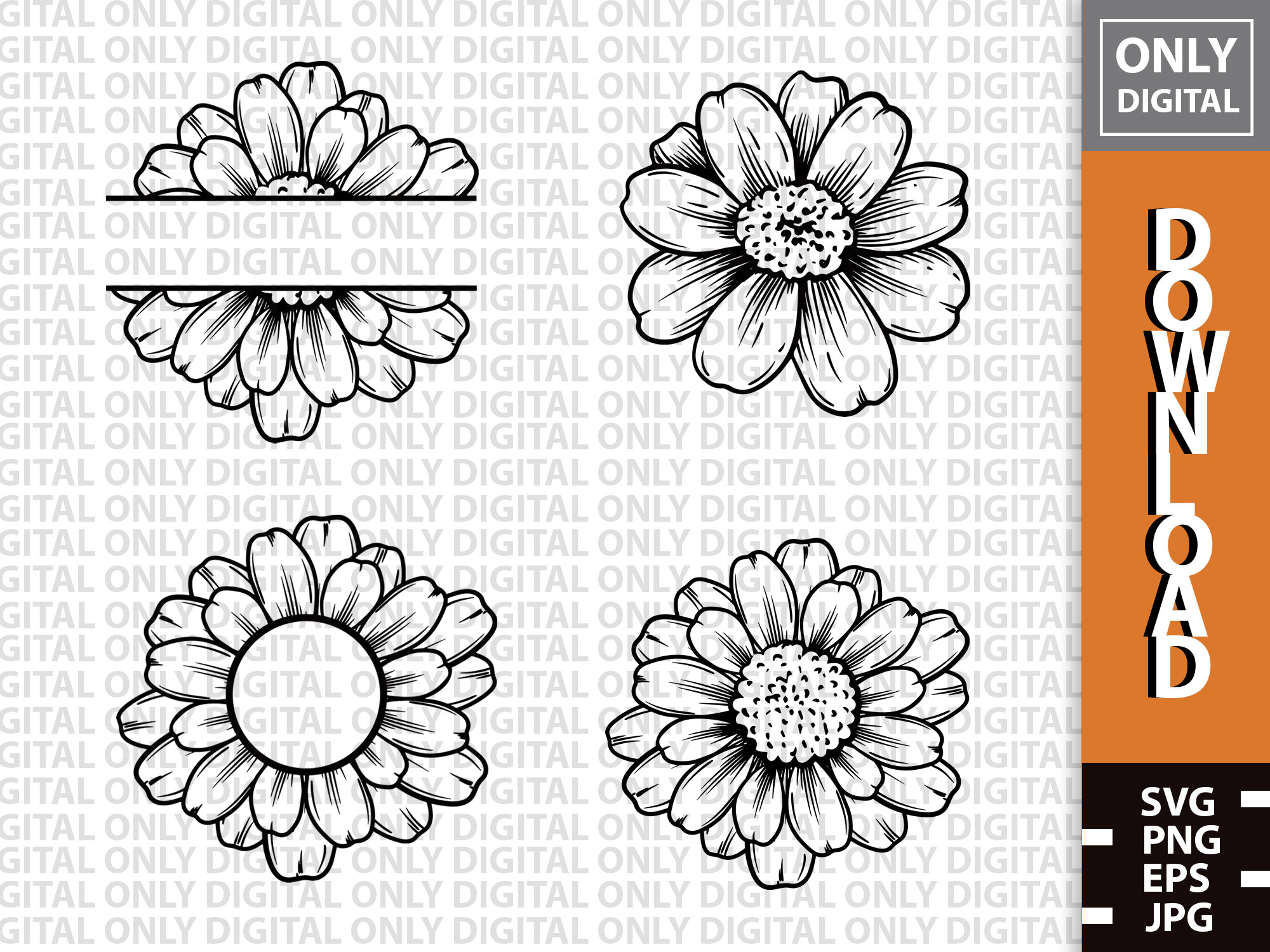 Daisy Monogram Svg Bundle Daisy Svg Monogram Daisy Flower | Etsy