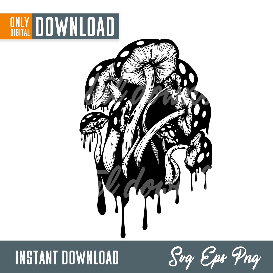 Dripping Mushroom SVG, Retro Hippie Clipart, Groovy PNG EPS (digital ...