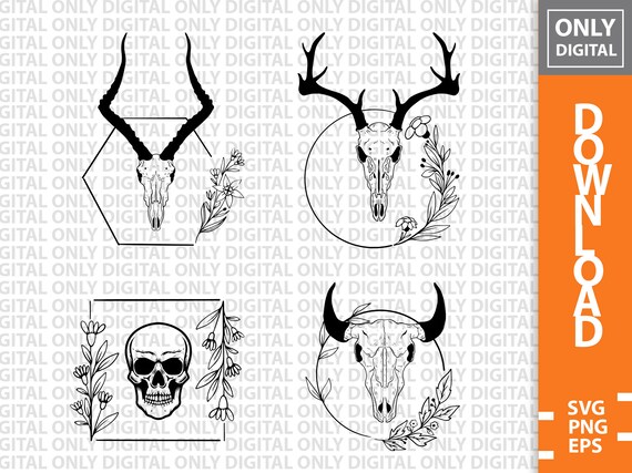 Cute Skull in a Floral Border Svg Pack Sugar Skull Bundle - Etsy