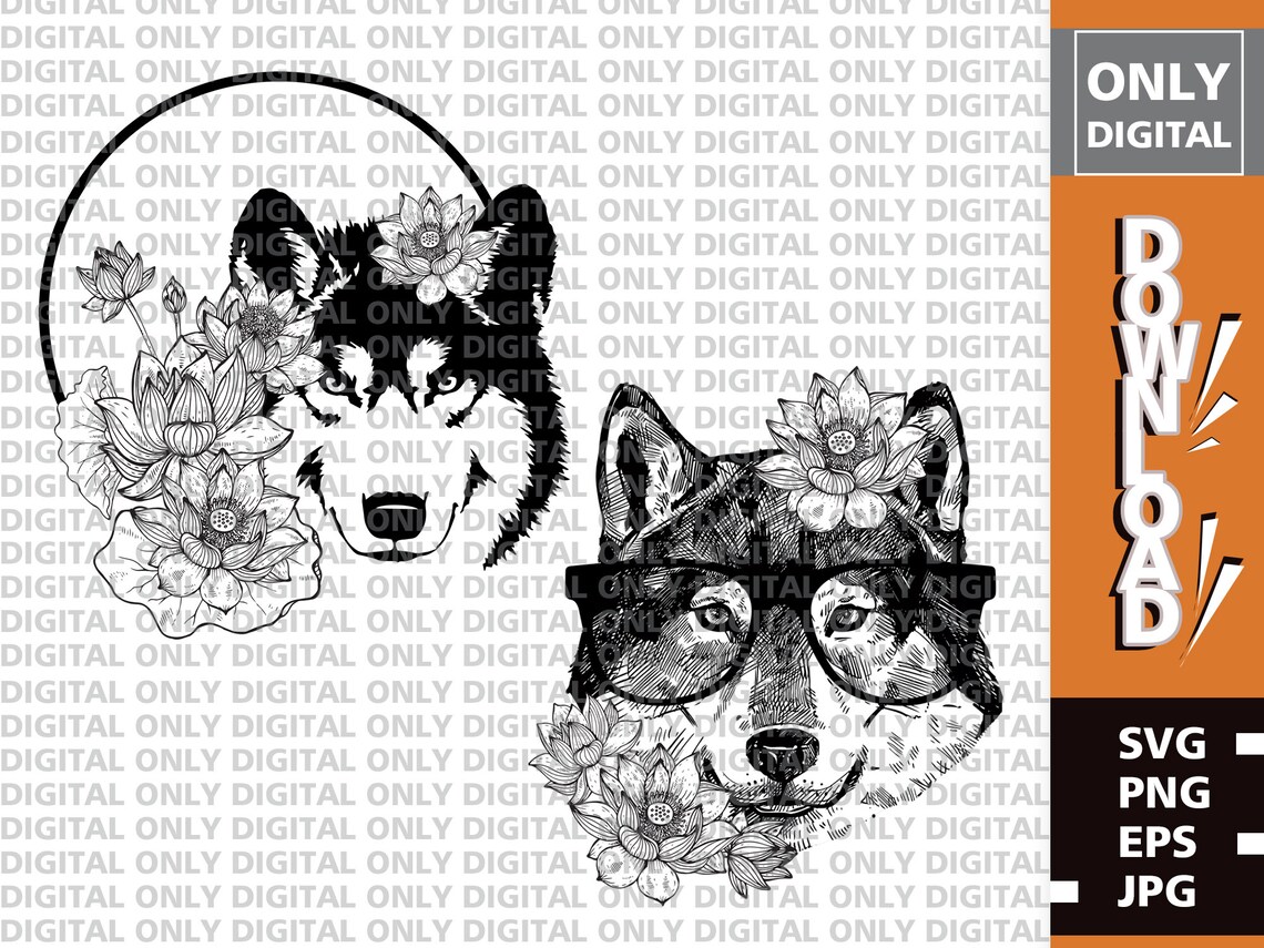 Floral Wolf Svg Cute Wolf Svg Love Wolf Svg Wolf Svg Wolf - Etsy