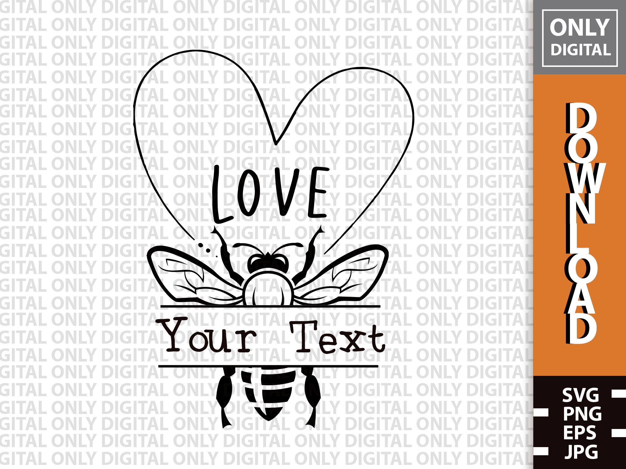Bee Monogram SVG, Love Heart Clipart (digital Download) - Etsy Canada