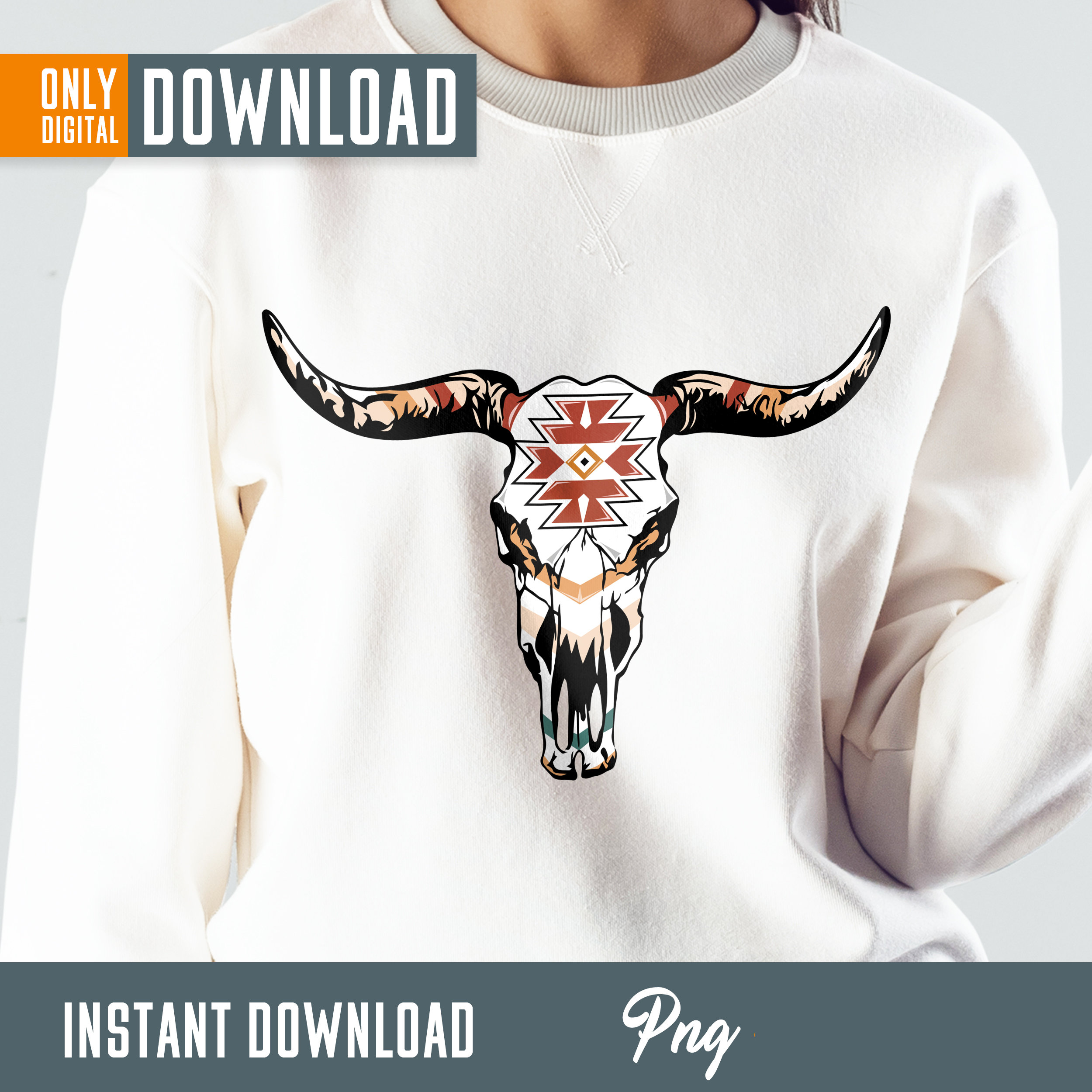 Cow Print Aztec Bull Skull PNG, Western Clipart (digital Download) - Etsy