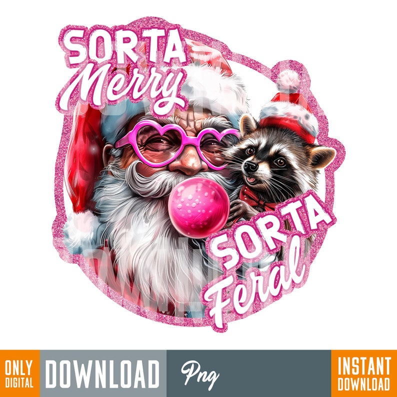 Sorta Merry Sorta Feral Christmas PNG, Raccoon Coquette (digital ...