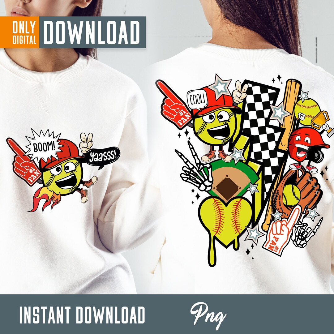 Retro Softball Sublimation Png Design , Softball Png, Softball Smile ...