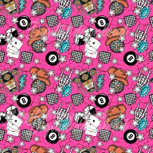 Western Pink Seamless Pattern, Retro Western Cowgirl Seamless Digital ...