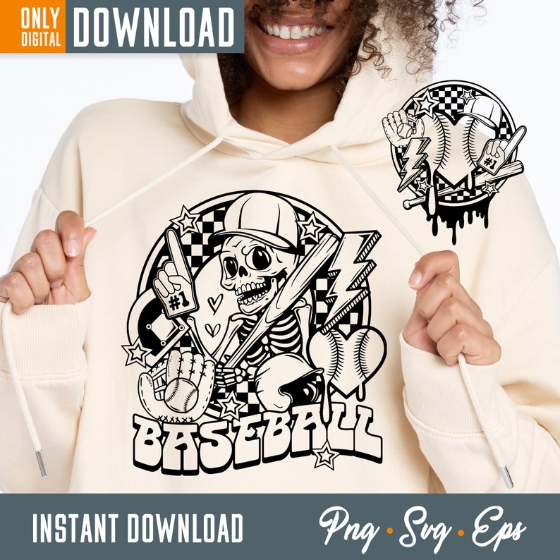 Funny Baseball Skeleton SVG PNG Design, Retro Shirt (digital Download ...