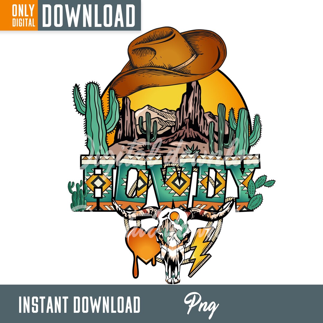 Howdy WESTERN Png Sublimation Design, Retro Howdy Desert Png Design ...