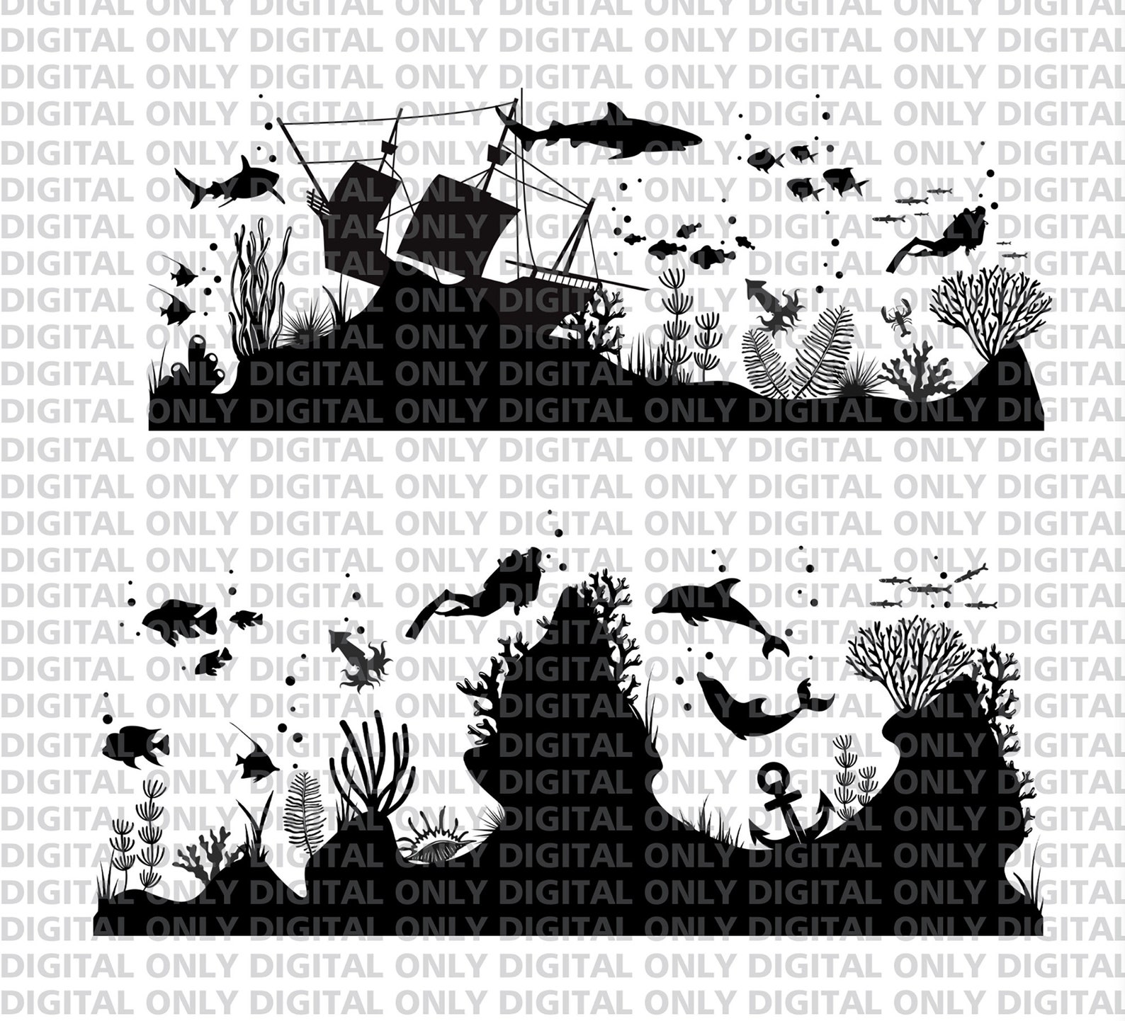 Sea Scene Svg Underwater World Svg Bundle Underwater - Etsy