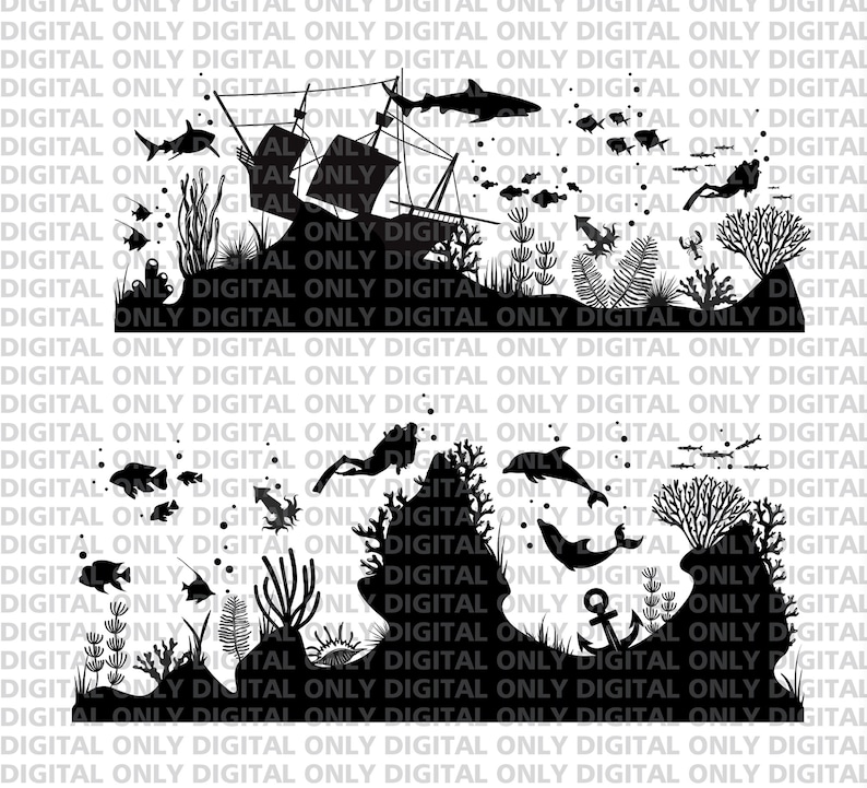 Sea Scene Svg Underwater World Svg Bundle Underwater - Etsy