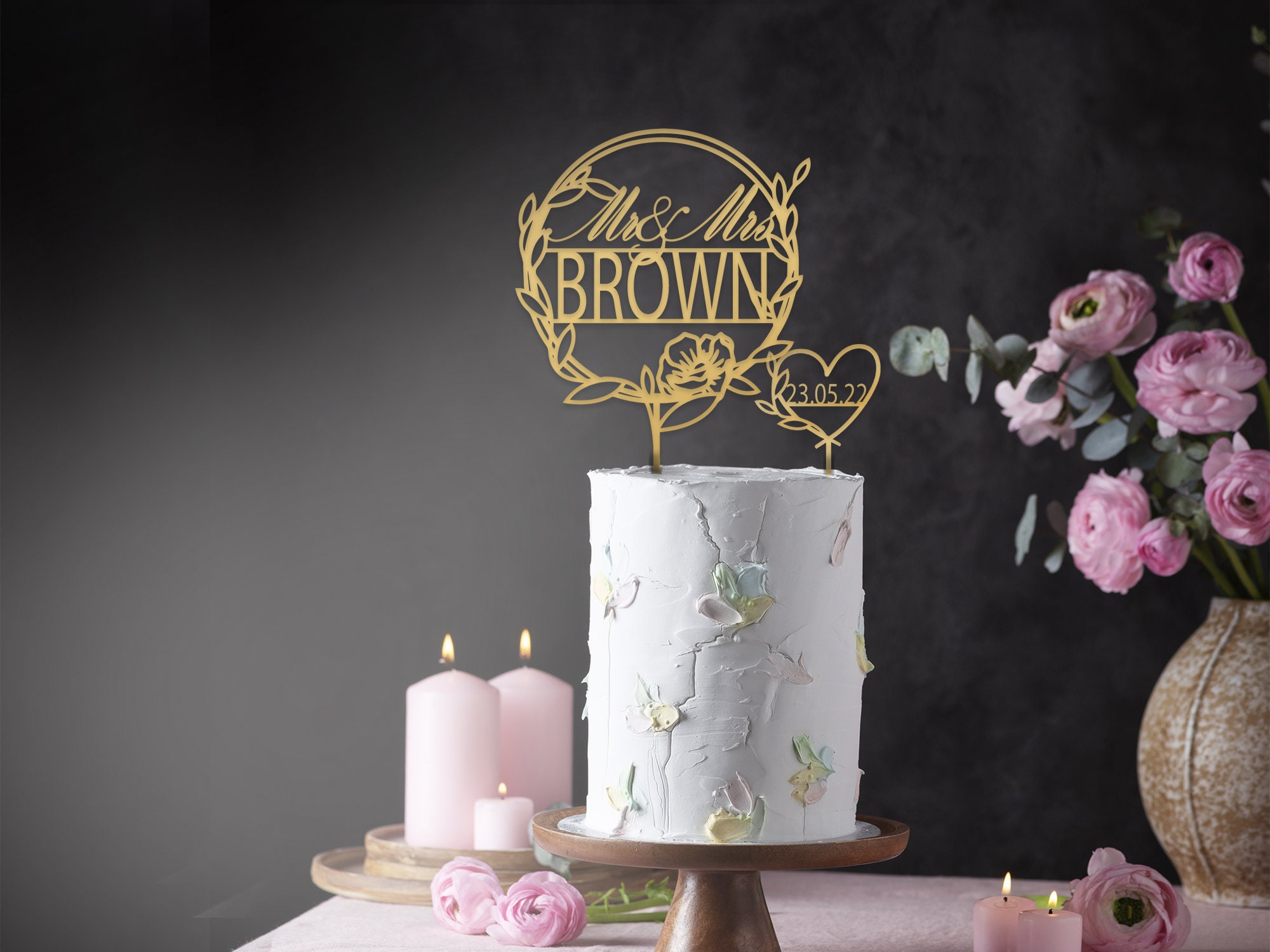 Wedding Svg Cake Toppers Wedding Cake Topper Rustic Wreath - Etsy